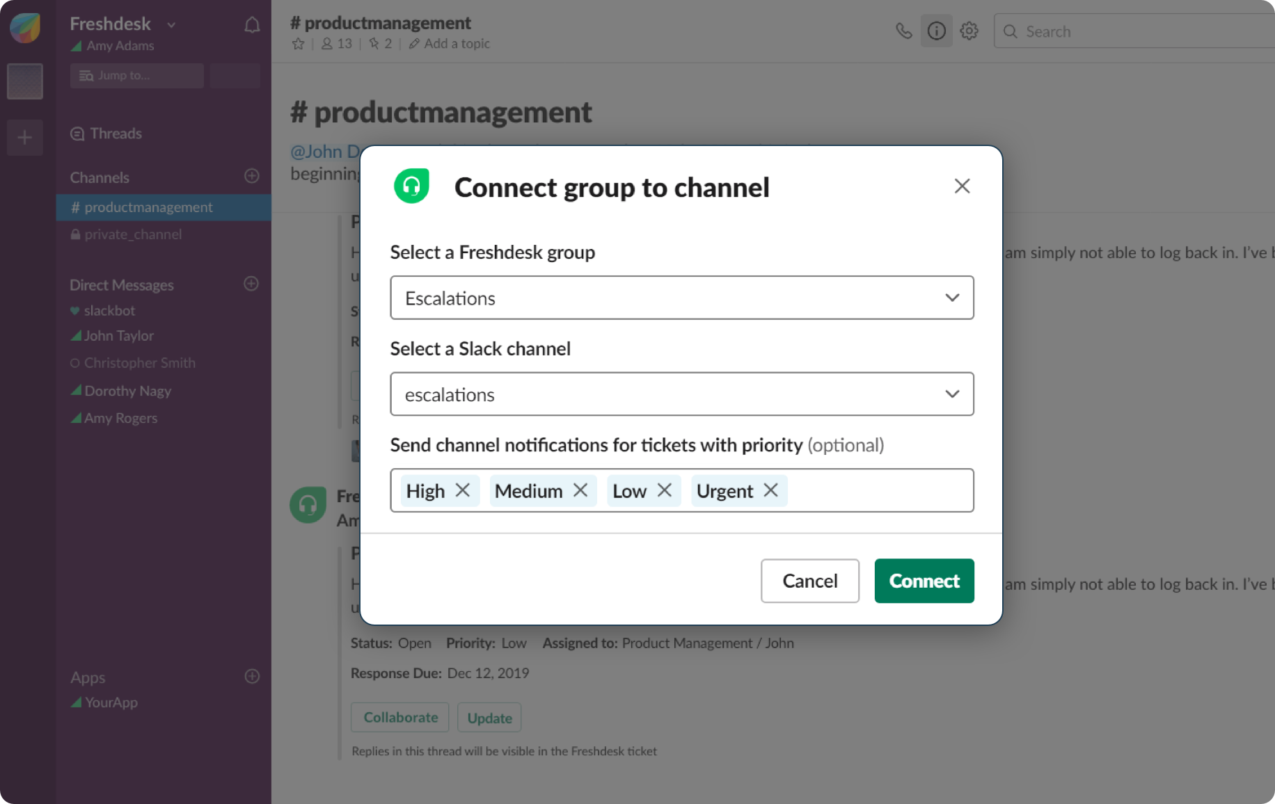 Slack integration para empresas | Freshdesk